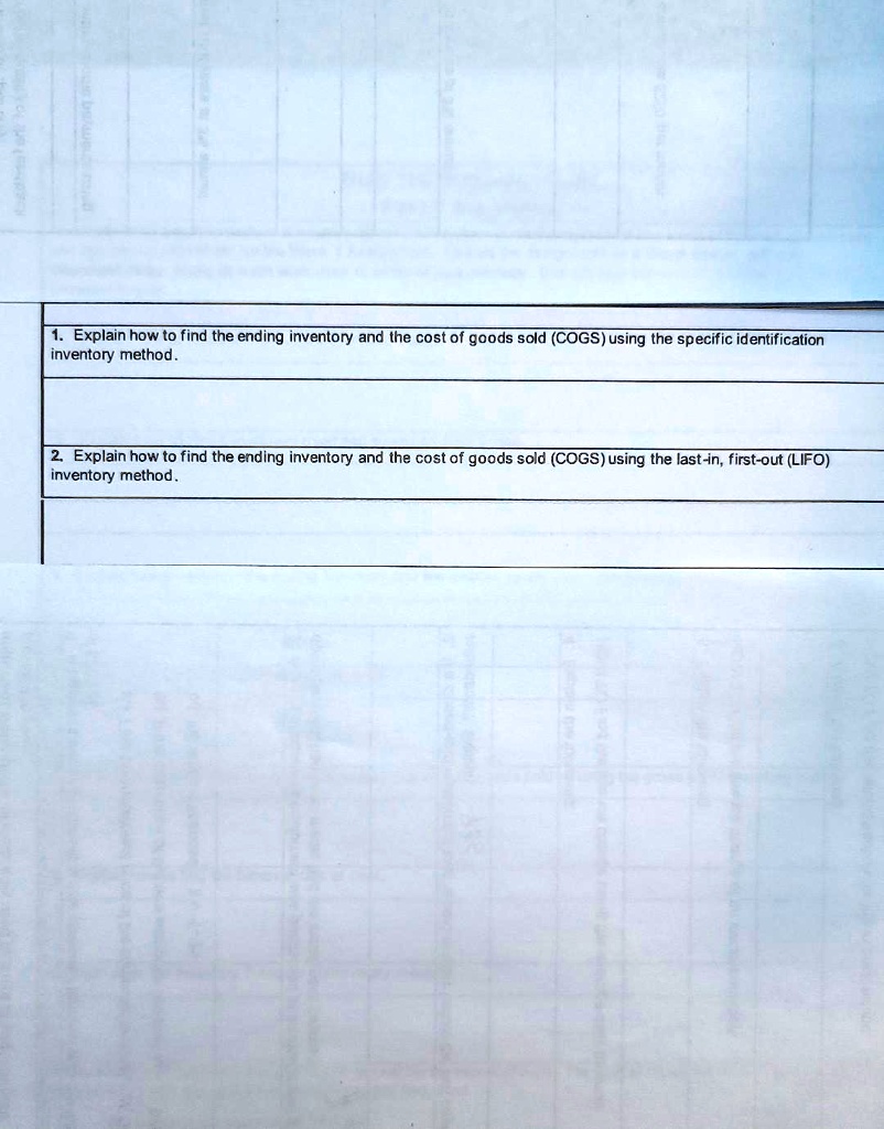 1. Explain how to find the ending inventory and the cost of goods sold (COGS) using the specific ...