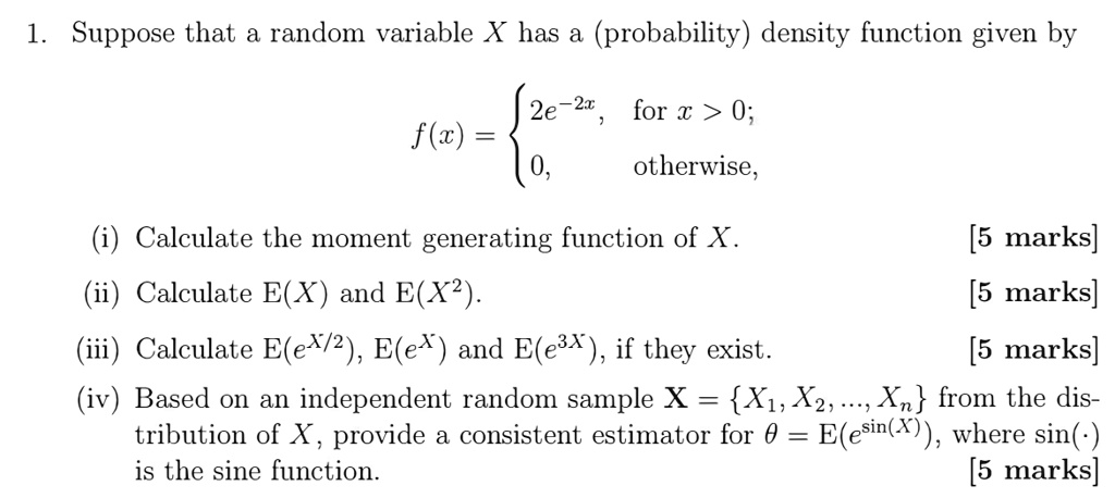 SOLVED: 1 Suppose that a random variable X has a (probability) density ...