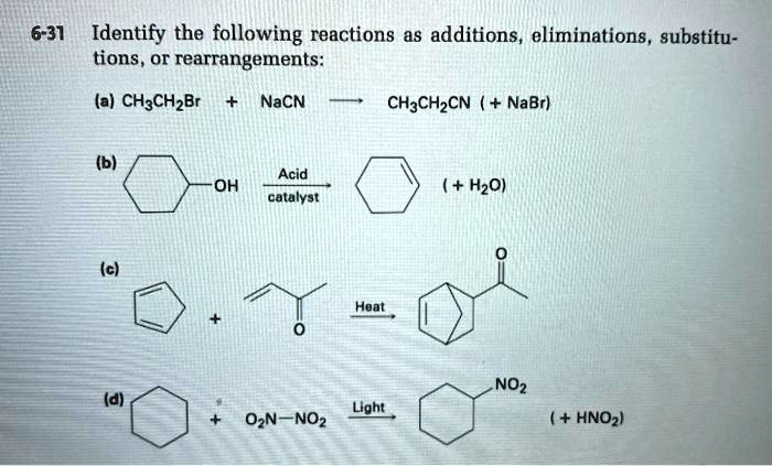 SOLVED: 6-31 Identify the following reactions as additions ...