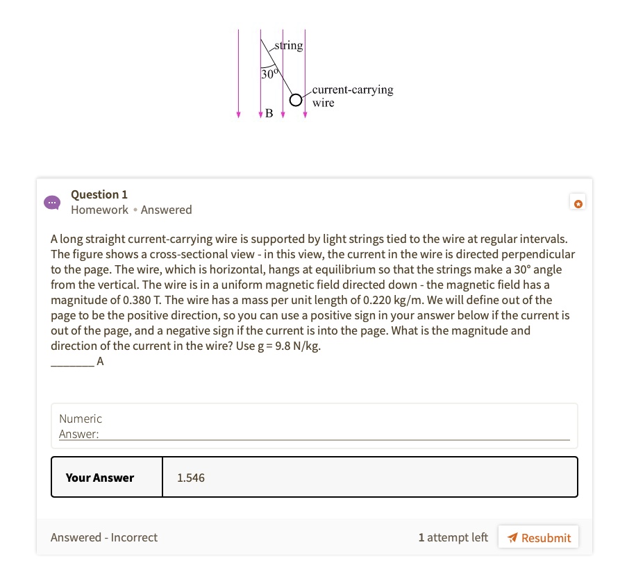 SOLVED: Current-carrying Wire Question 1 Homework Answered A long ... SOLVED: Current-carrying Wire Question 1 Homework Answered A long ...