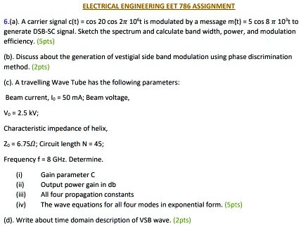 SOLVED: Text: ELECTRICAL ENGINEERING EET 786 ASSIGNMENT 6.(a). A ...