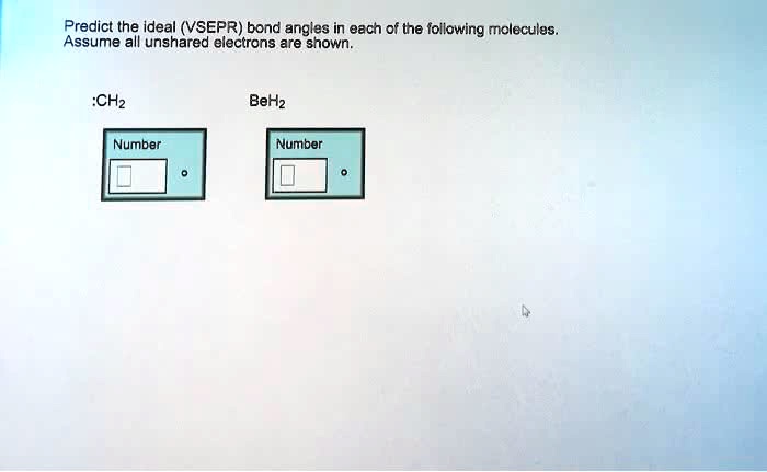 Predict the ideal (VSEPR) bond angles in each of the following ...