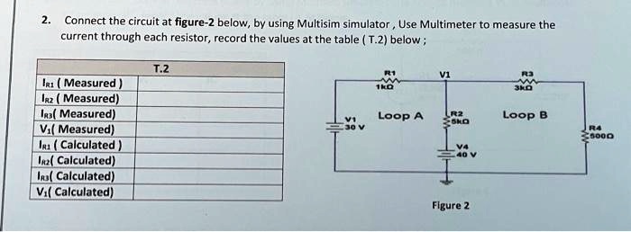 SOLVED: 2. Connect the circuit in Figure 2 below using Multisim simulator. Use a Multimeter to ...