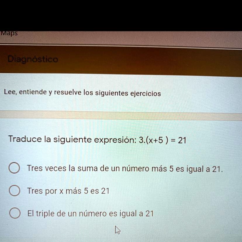 traduce los siguientes expresiones 3x521 ayuda porfavor maps ...