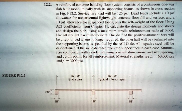 SOLVED: 12.2 A reinforced concrete building floor system consists of a ...