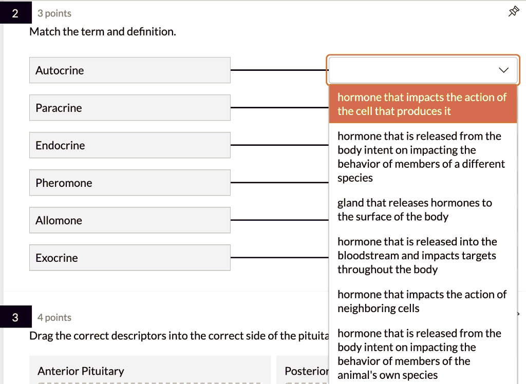 3 points match the term and definition autocrine hormone that impacts ...