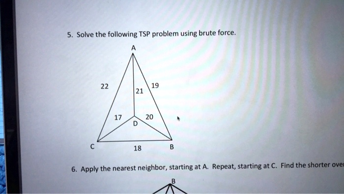 SOLVED: Solve the following TSP problem using brute force 6. Apply the ...