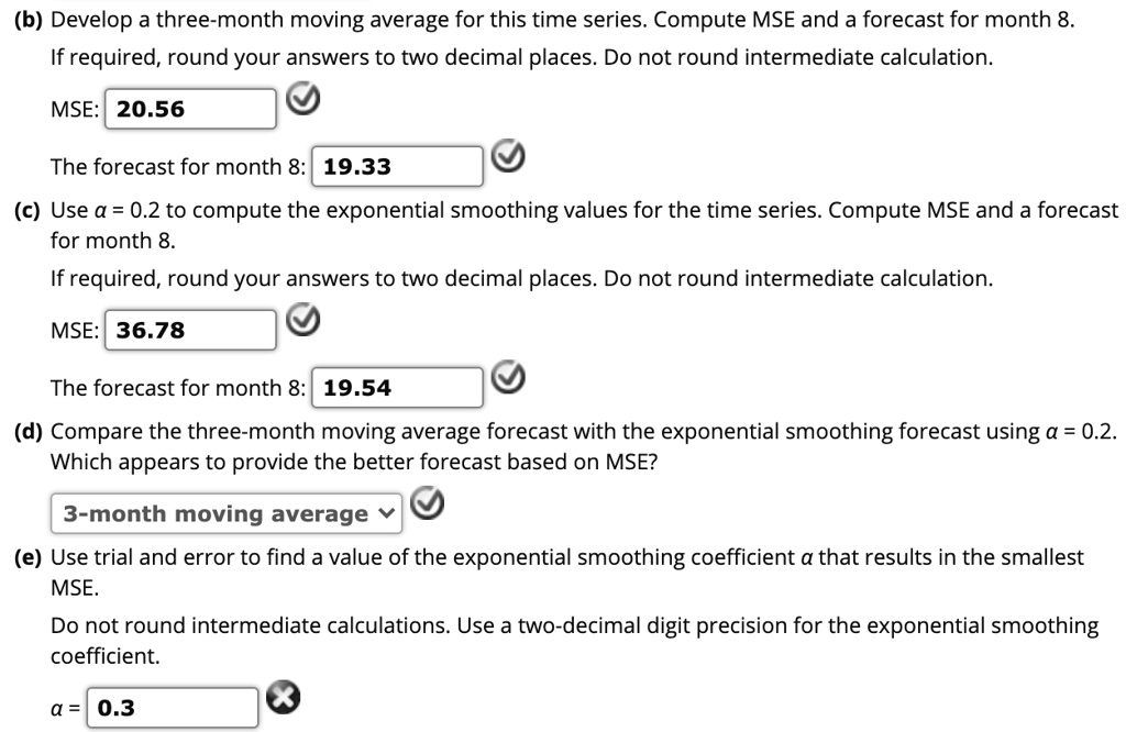 SOLVED b Develop A Three month Moving Average For This Time Series
