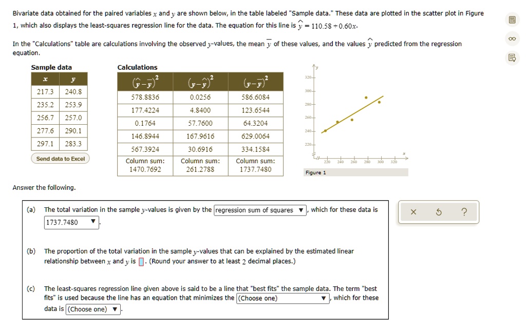 SOLVED: Bivariate data obtained for the paired variables x and y are shown below, in the table ...
