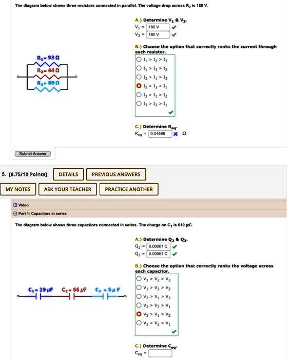 SOLVED: The diagram below shows three resistors connected in parallel ...