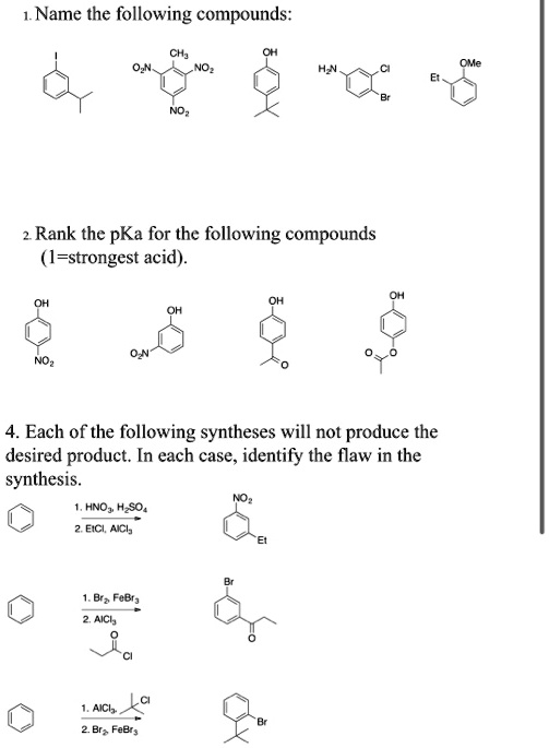 SOLVED: Name the following compounds: OMe Rank the pKa for the ...