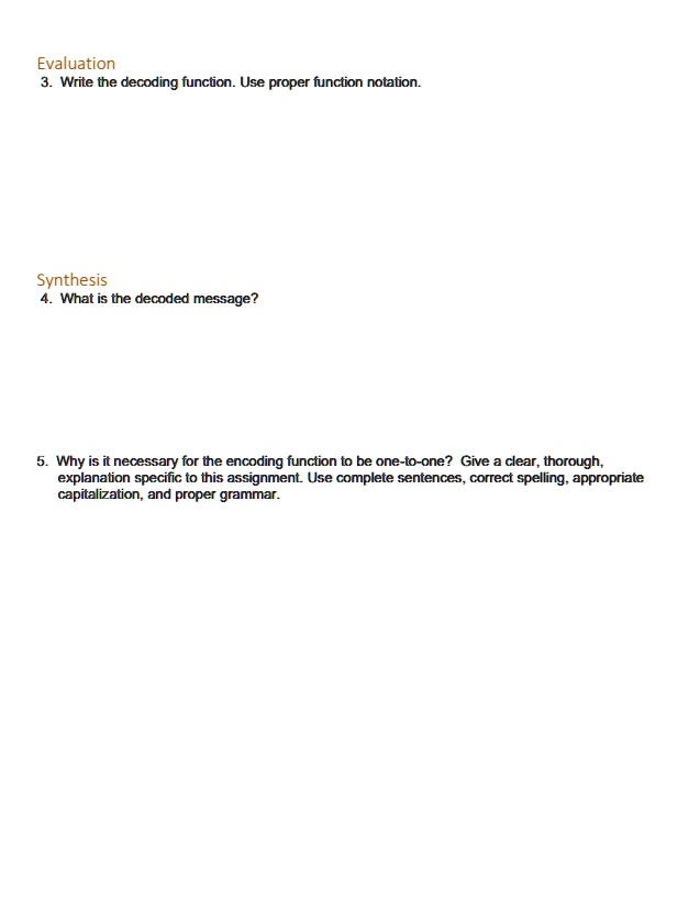 Solved Evaluation Write The Decoding Function Use Proper Function