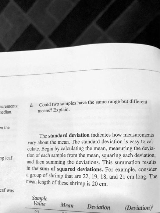Could two samples have the same range but different means? Explain ...