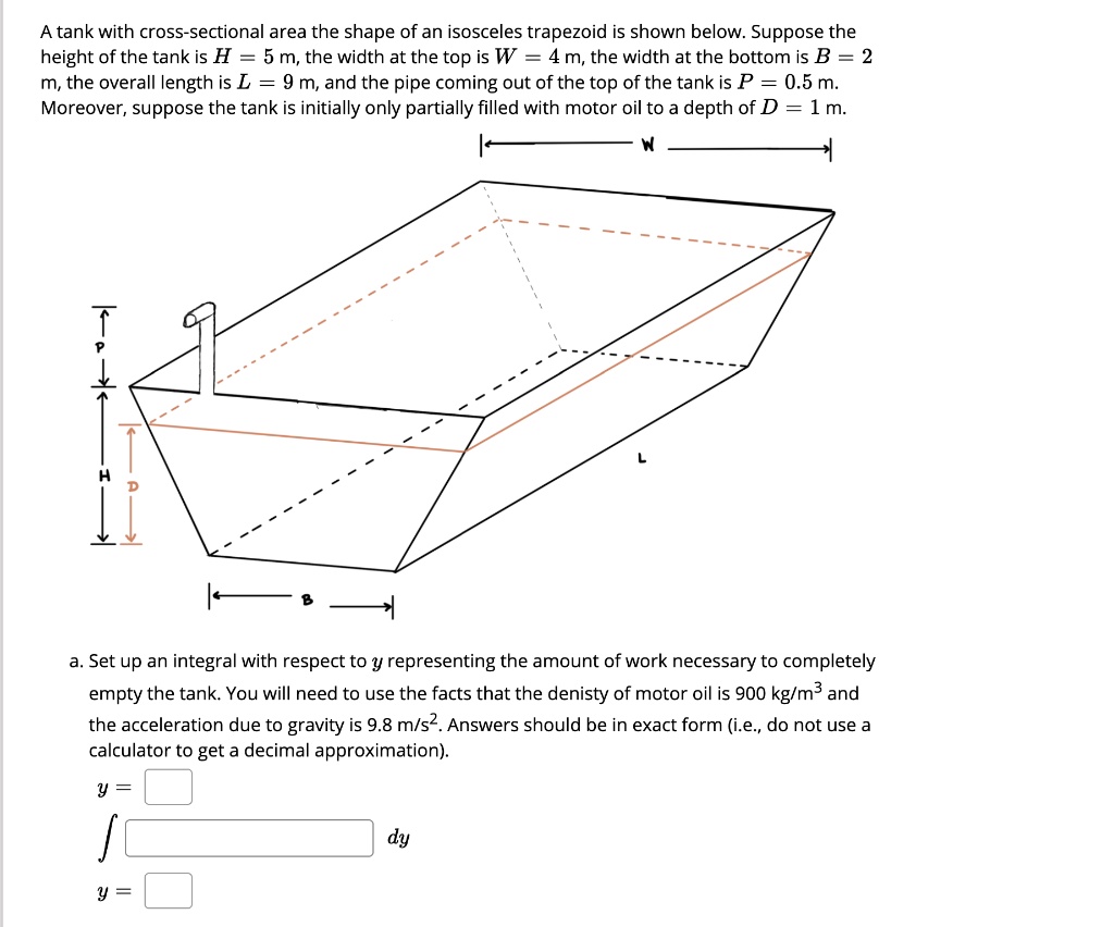 A tank with cross-sectional area in the shape of an isosceles trapezoid ...