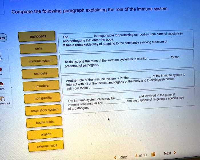 SOLVED: Complete the following paragraph explaining the role of the ...