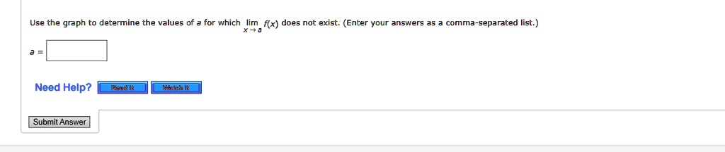 SOLVED: Use the graph to determine the values of x for which f(x) does not exist: (Enter your ...