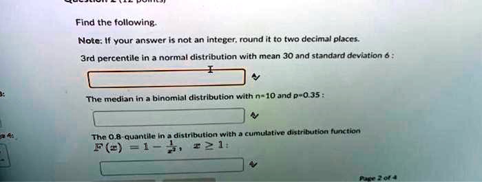 SOLVED: Find the following Nore: If vour answcr Is not an integer ...