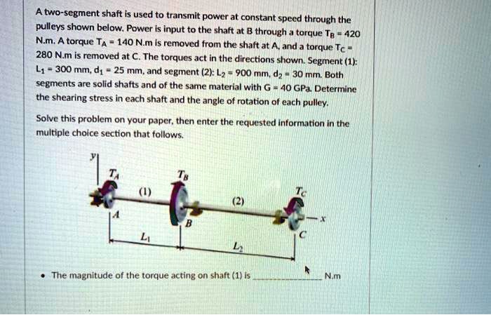 A two-segment shaft is used to transmit power at constant speed through ...