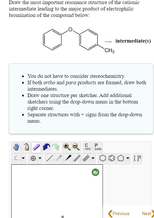 SOLVED: Draw the most important resonance structure of the cationic ...