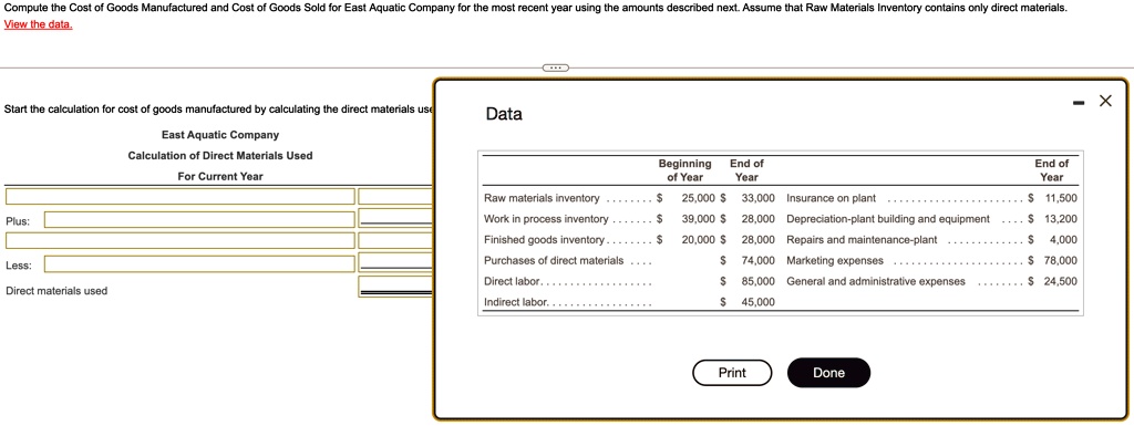 View the data. Start the calculation for cost of goods manufactured by ...