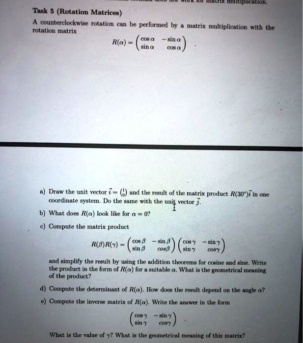 Task (Rotation Matrices) Counterclockwise rotation can be performed by ...