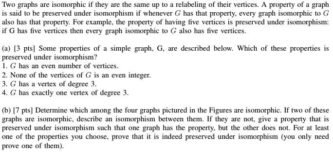 SOLVED: Two graphs are isomorphic if they are the same up to relabeling ...