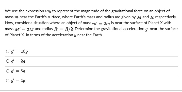 SOLVED: We use the expression mg to represent the magnitude of the ...