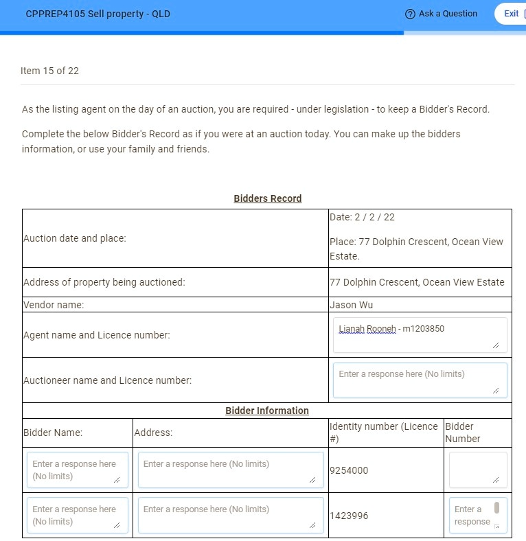 CPPREP4105 Sell property - QLD Item 15 of 22 ? Ask a Question Exit As the listing agent on the ...