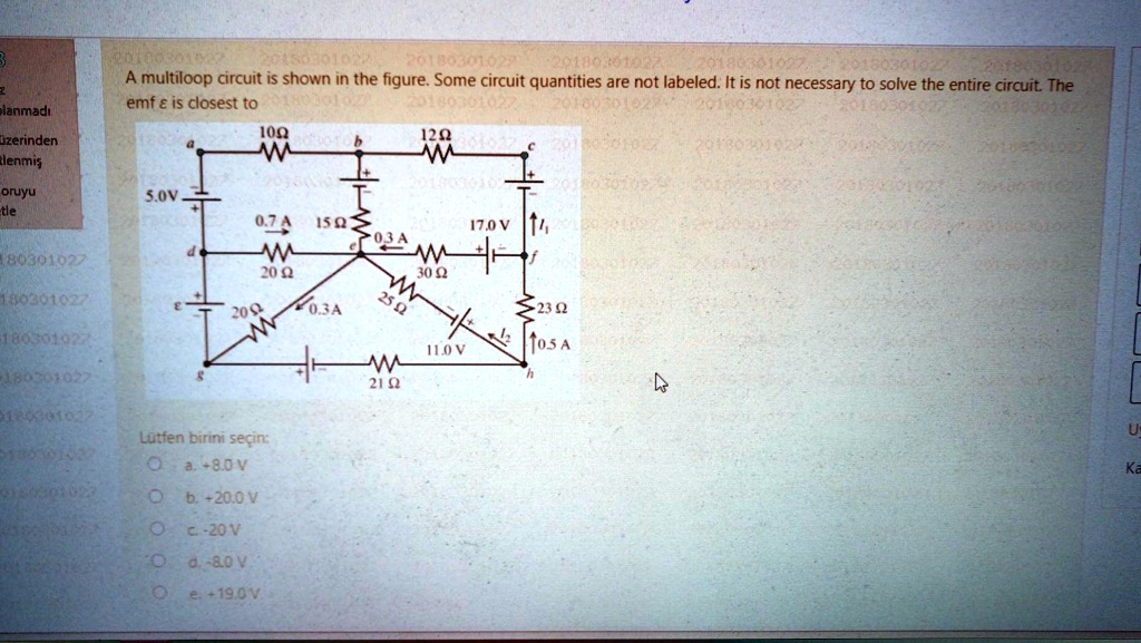 a multiloop circuit is shown in the figure some circuit quantities are not labeled it is not ...
