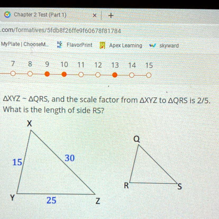 SOLVED: 'xyz-qrs and the scale factor from xyz to qrs is 2/5. what is the length of side rs ...