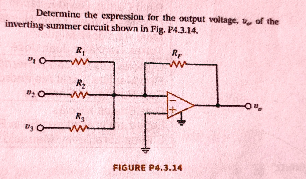 determine the expression for the output voltage vo of the inverting summer circuit shown in fig ...