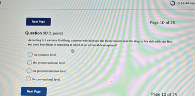 SOLVED: 0: 16: 44 rer Neat Pare Page 10 of 25 Question 10 (1 point) and ...