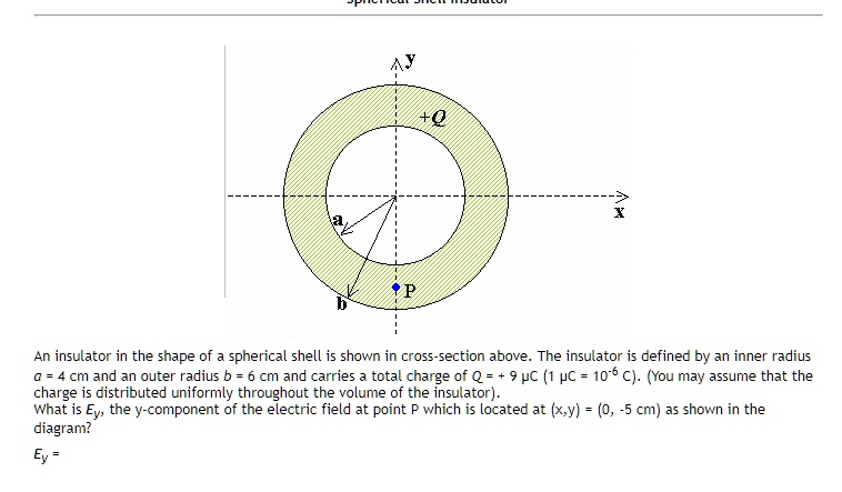 An insulator in the shape of a spherical shell is shown in cross ...