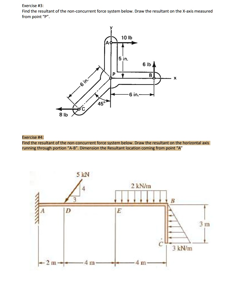 Exercise #3: Find the resultant of the non-concurrent force system ...