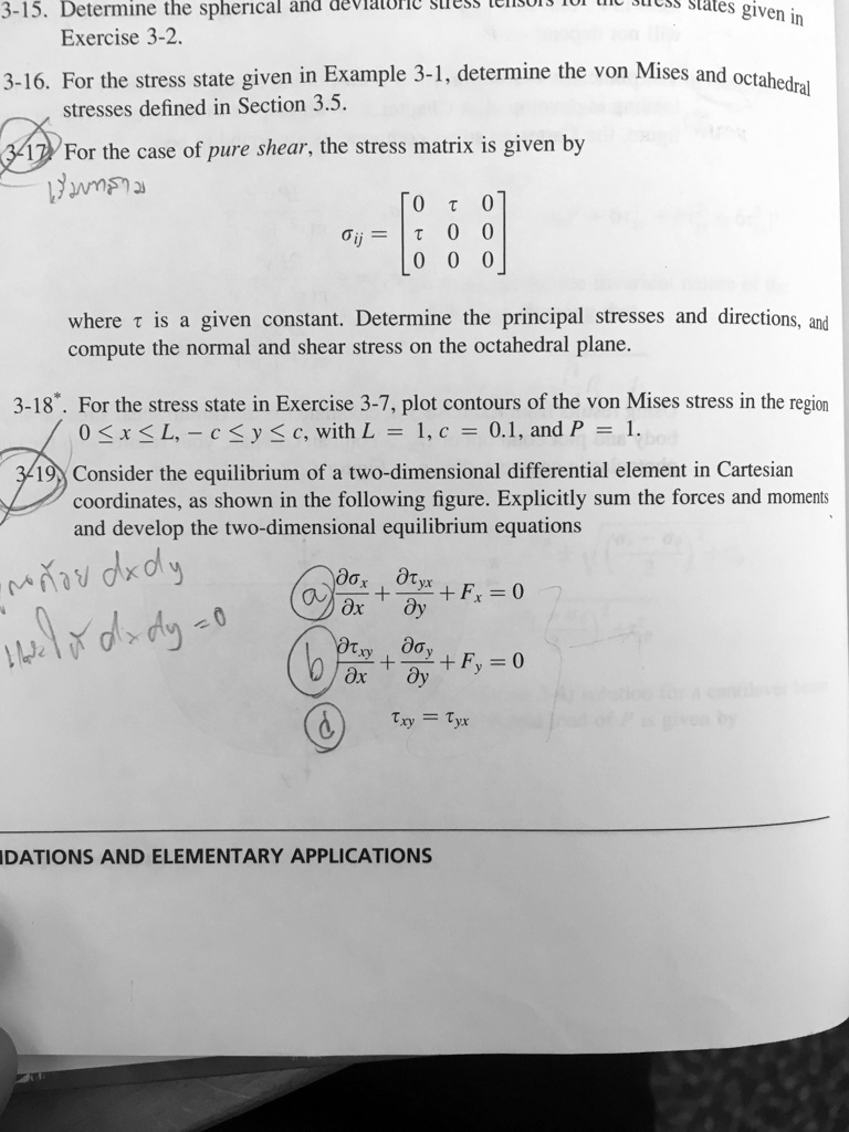 SOLVED: Problem 3-17: For the case of pure shear, the stress matrix is given by (shown in ...