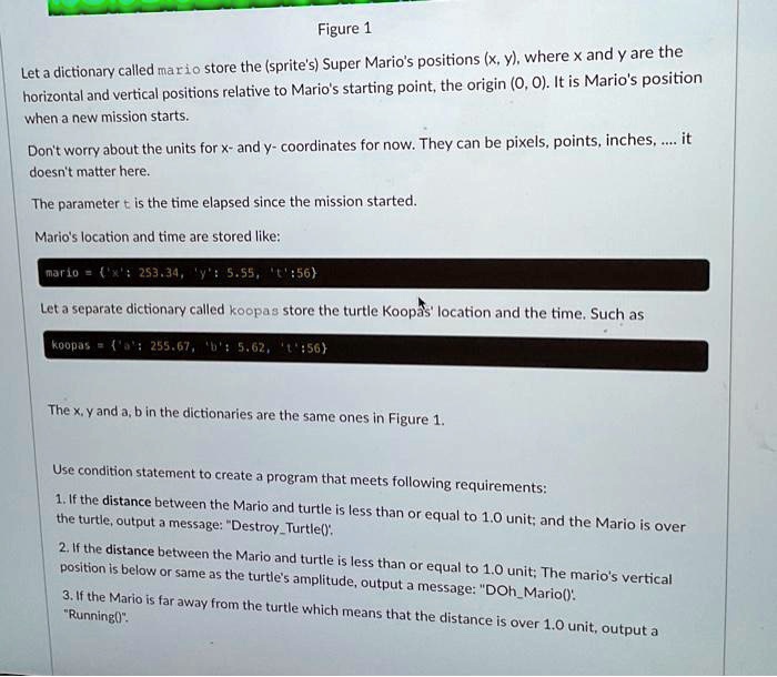 Figure 1 Let a dictionary called "mario" store the sprite's Super Mario ...