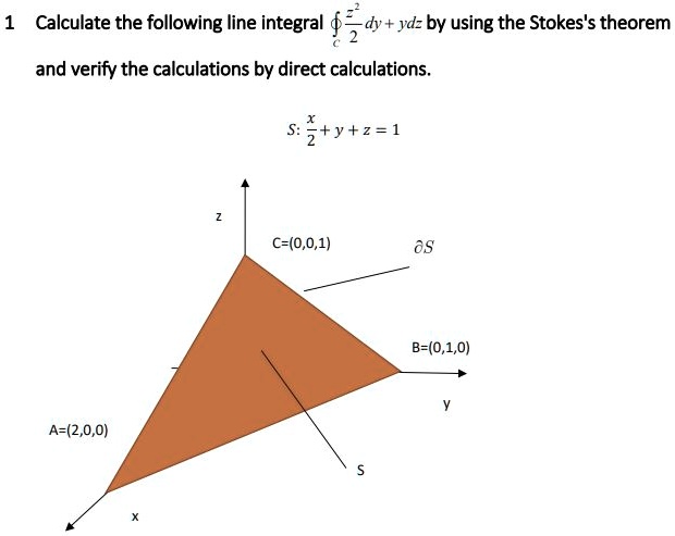 SOLVED: Calculate the following line integral dy + ydz by using Stokes's theorem and verify the ...