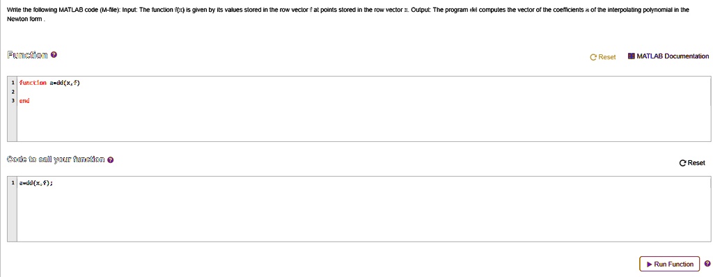 Write The Following Matlab Code M File Input The Function Fx Is Given By Its Values Stored 2763