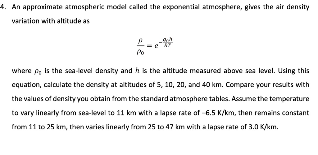 4. An approximate atmospheric model called the exponential atmosphere ...