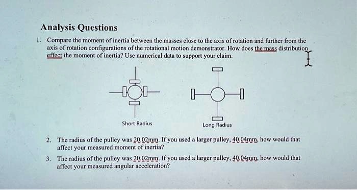 SOLVED: Moment of Inertia Lab questions Analysis Questions 1.Compare ...