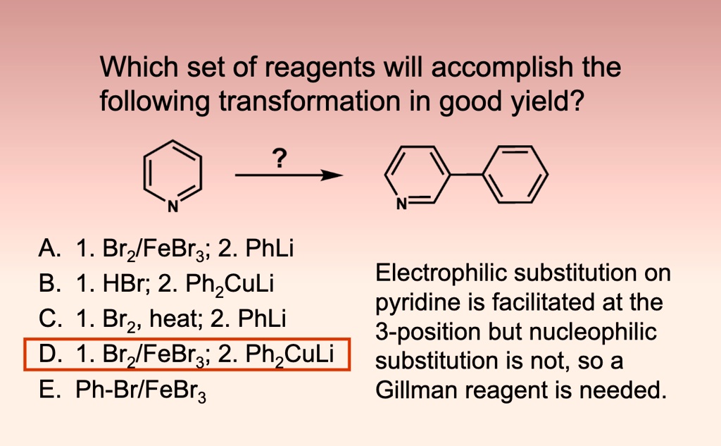 SOLVED: Which set of reagents will accomplish the following transformation in good yield? A. 1 ...