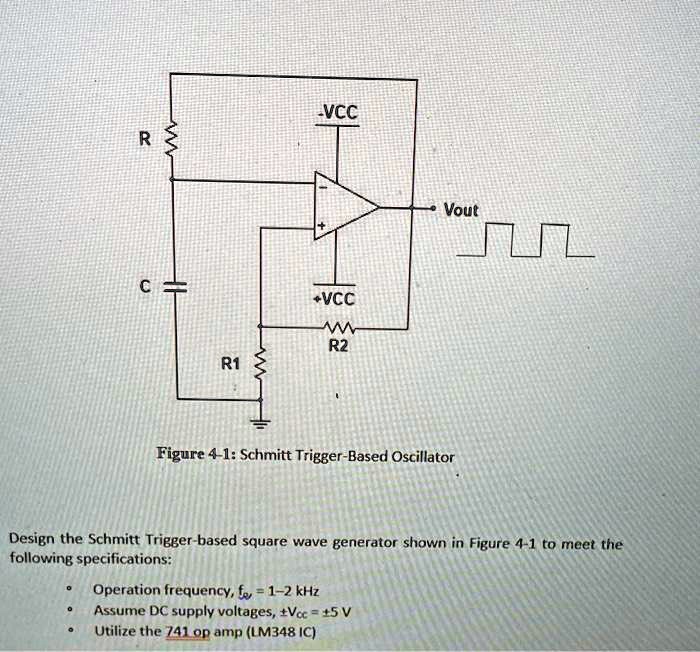 SOLVED: I'm having trouble getting the square wave in Multisim. VCC Vout VCC R1 Figure 4-1 ...