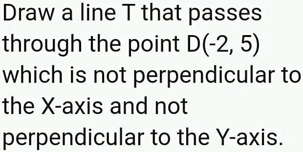 SOLVED: Draw a line T that passes through the point D(-2, 5) which is ...