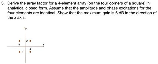Get Answer 3 Derive The Array Factor For A 4 Element Array On The Four Corners Of A Square 2346