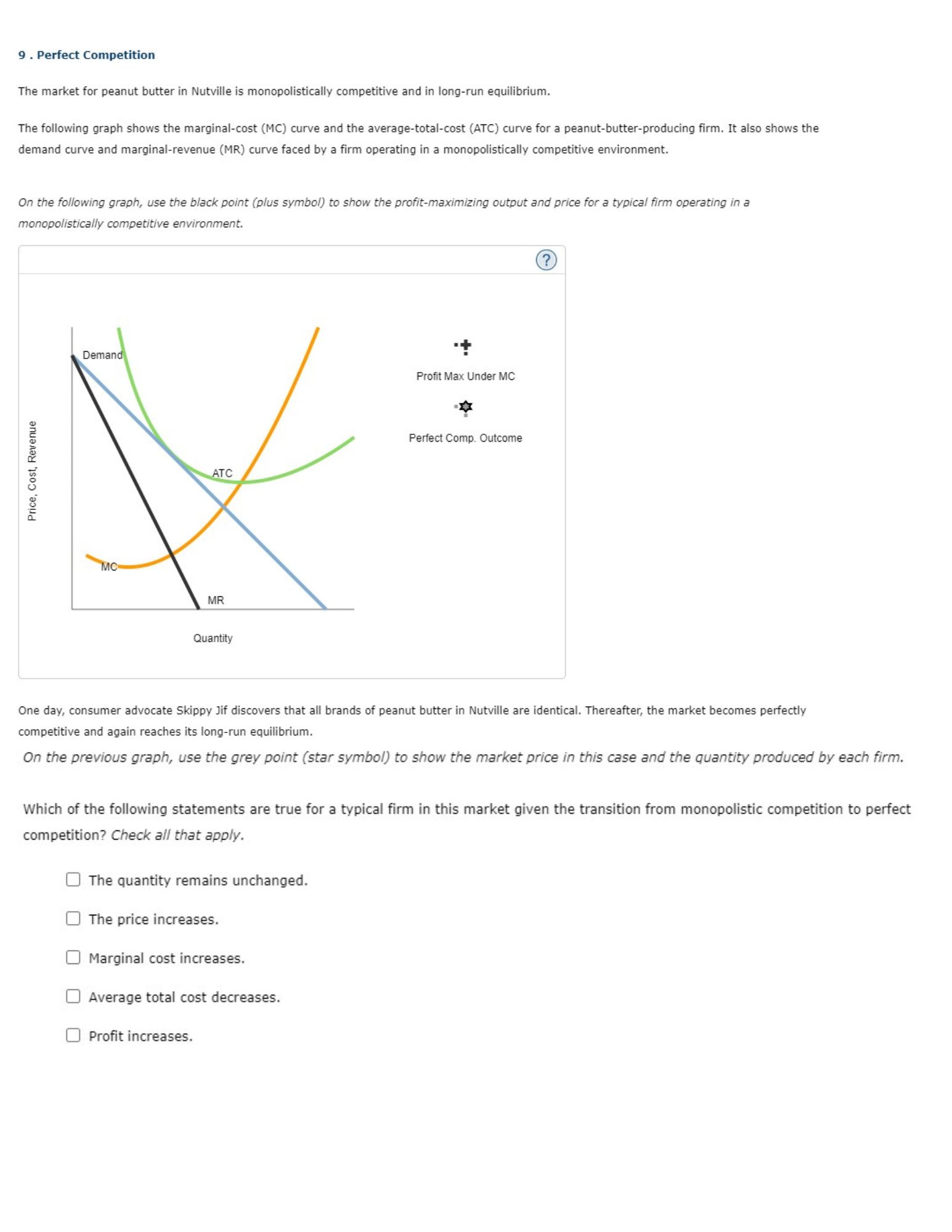 9. Perfect Competition The market for peanut butter in Nutville is ...