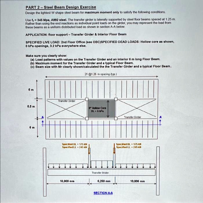 SOLVED: PART 2 - Steel Beam Design Exercise Design the lightest W shape ...