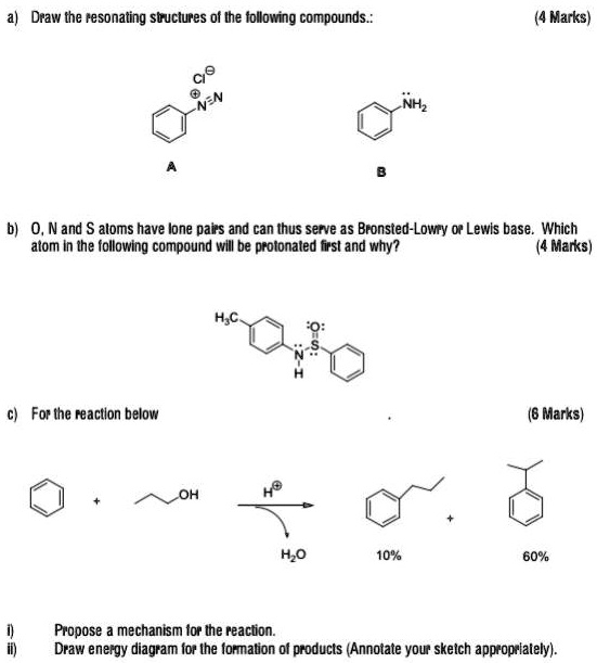 a) Draw the resonating structures of the following compounds.: NEN A B ...