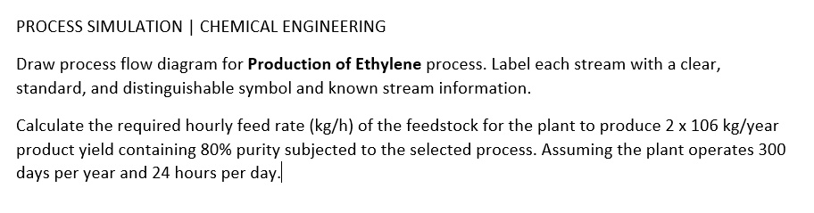 SOLVED: Text: PROCESS SIMULATION CHEMICAL ENGINEERING Draw process flow ...