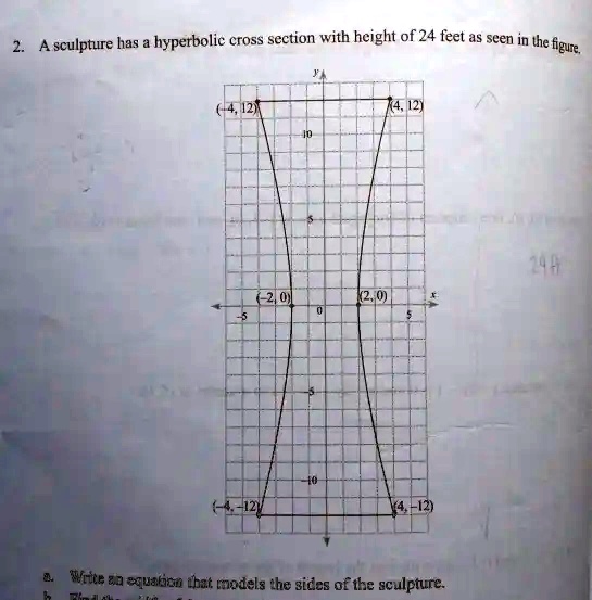 SOLVED: A sculpture has a hyperbolic cross section with a height of 24 ...