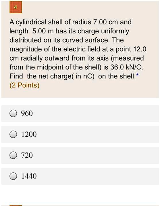 SOLVED: A cylindrical shell of radius 7.00 cm and length 5.00 m has its ...